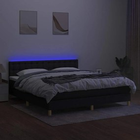 Box spring postel s matrací a LED černá 180x200 cm textil 3134055
