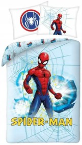 Dětské bavlněné licenční povlečení Spiderman s pavučinou 140x200cm / 70x90cm modré