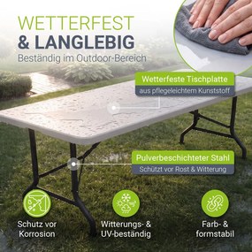 Juskys Skládací zahradní stůl Easyfold 180 × 74 cm Barva: antracitová