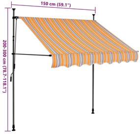 vidaXL Marketos Ručně zatahovací markýza s LED světlem 150 cm žlutomodrá