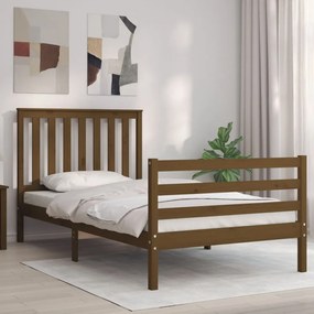 Rám postele s čelem medově hnědý 100 x 200 cm masivní dřevo,  3194239 HangarStore.cz