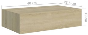 vidaXL Marketos Nástěnné police se zásuvkou 2 ks dub 40 x 23,5 x 10 cm MDF