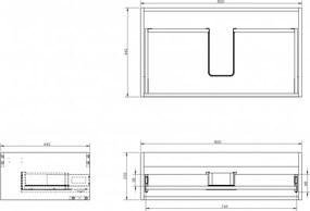 Mexen Box-A, závěsná skříňka 80 cm, 1 zásuvka, bílá lesklá, 91AX0-0800-235-1-00