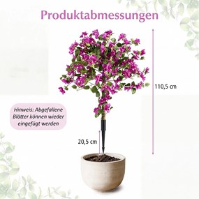 Costway Sada 2 umělých květin s přízemním klasem, umělá bugenvilie na verandu