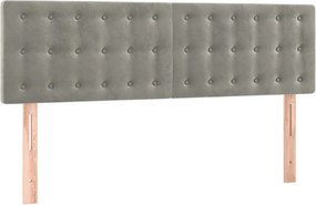 Čelo postele s LED světle šedé 144 x 5 x 78/88 cm samet 3122094