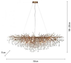 Paul Neuhaus 2031-11 - Lustr na lanku ICICLE 15xG9/40W/230V 75x150 cm mosaz