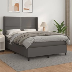 Box spring postel s matrací šedá 140x200 cm umělá kůže,  3132445