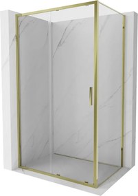 Mexen Exo, posuvná sprchová kabina, dveře 170 cm + boční stěna 100 cm, transparentní sklo, zlatá, 8151-170-100-50-00