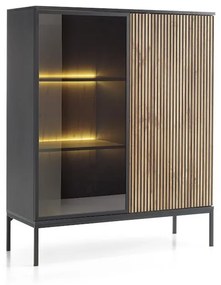 Moderní vitrína SONNY 104 LED, černá / dub votan
