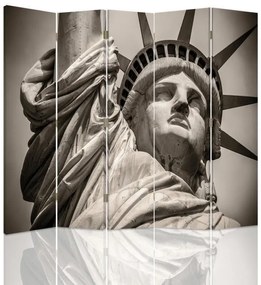 Ozdobný paraván, Monumentální socha Svobody - 180x170 cm, pětidílný, obustranný paraván 360°