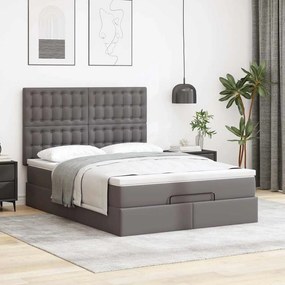 Osmanský rám postele s matrací šedá 140x200cm umělá kůže 3313858