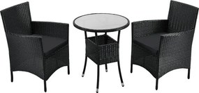 Juskys Balkónový set Bayamo - černý + šedé podušky