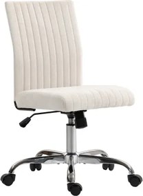 HOMCOM kancelářská židle bez opěrek rukou, židle k psacímu stolu, výškově nastavitelná a otočná o 360°, 43 x 56 x 78-88 cm, krémová