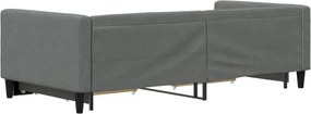 Válenda s přistýlkou a zásuvkami tmavě šedá 90 x 190 cm textil 3196625