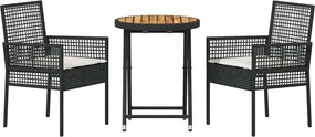 Zahradní bistro set 3 ks Černá polyratan 3334967