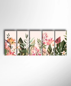 Malvis ® Obraz Jarní botanika ROZMĚR (šířka x výška): pětidílný obdélník 150x60 cm