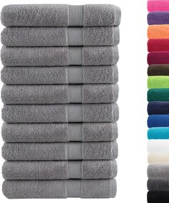 Prémiové ručníky SOLUND 10 ks šedé 100x200 cm 600 g/m² 137319