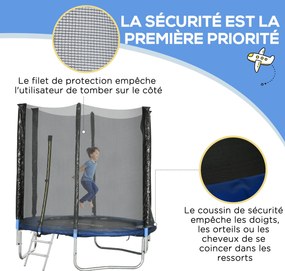 SPORTNOW Outdoor Dětský Trampolína, Průměr 180 cm, Zahradní Trampolína pro Děti se Zabezpečovací Sítí, Polstrované Tyče a Žebříkem, pro Děti, Teenage…