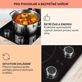 Klarstein Kochheld, indukční varná deska, 2900 W, 2 zóny, otočné regulátory, sklo, černá