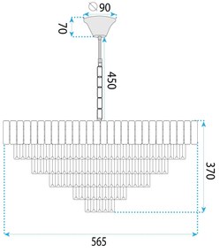 Toolight Toolight, křišťálové závěsné svítidlo 60cm, 8xE14, G058-CP, zlatá, OSW-08992