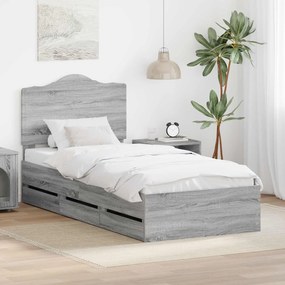 Rám postele s čelo Šedá Sonoma 90 x 200 cm Inženýrské dřevo 3413455