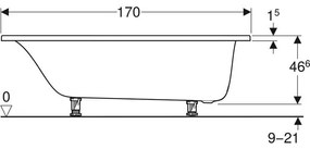 Geberit Tawa Obdélníková vana 170 x 70 cm, včetně noh, bílá 554.120.01.1