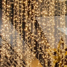 Easy Fix LED světelný závěs interiér, 100 × 150 cm, teple bílá, 150 diod, 10 pramenů, čirý kabel, IP20, prodlužovací