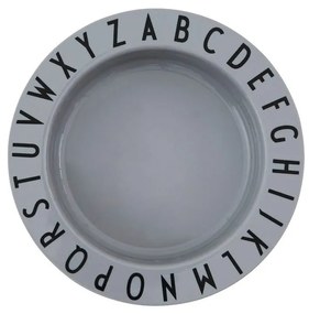 Šedý dětský hluboký talíř Design Letters Eat &amp; Learn, ø 15,5 cm