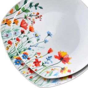 Porcelánová jídelní sada LEA Smooth 18 ks bílá/barevná