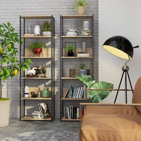 Industriální regál Lamon 60 cm černý/dub sonoma