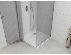 Mexen Roma sprchový kout s otočnými dveřmi 70 x 80 cm, Průhledné, Chromovaná + sprchová vanička Flat - 854-070-080-01-00-4010