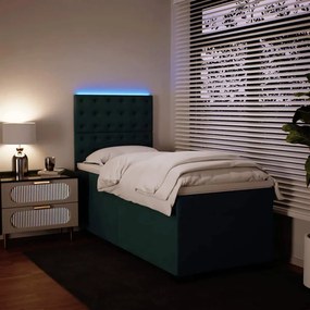 Box spring postel s matrací tmavě zelená 100x200 cm samet 3293149