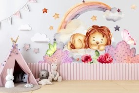 Nálepka na zeď pro děti se spícím lvíčkem 60 x 120 cm