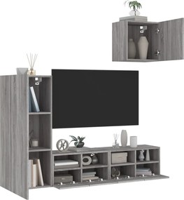 vidaXL 4dílná obývací stěna kompozitní dřevo [3216500] Barva: šedá sonoma