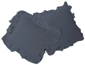 DEKORAČNÍ POVLAK NA POLŠTÁŘ STONEWASHED SADA 2 KS 40X40 CM ŠEDÁ