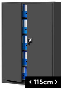 JAN NOWAK - Kovová policová skříň JANA II se zámkem - antracit - rozměr 185x115 cm - 3D6344