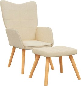 Relaxační křeslo se stoličkou krémové textil 327932