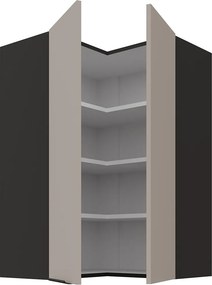 ARIA cb | horní kuchyňská skříňka 60x60 GN-90 2F (90°) rohová s policemi | VYSOKÁ | 60x60 cm | černá/béžová