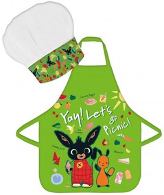 Dětská zástěra s kuchařskou čepicí Zajíček Bing - motiv Let's Go Picnic! - 2 díly