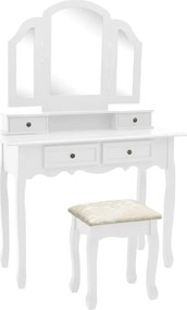 vidaXL Toaletní stolek se stoličkou 100 x 40 x 146 cm pavlovnia [289323] Barva: Bílá