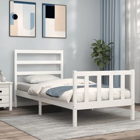 Rám postele s čelem bílý 90 x 200 cm masivní dřevo,  3191892 HangarStore.cz