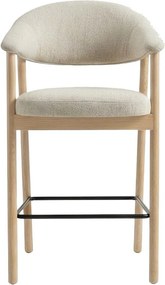 Krémová/v přírodní barvě čalouněná barová židle s područkami (výška sedáku 67 cm) Elk – Unique Furniture