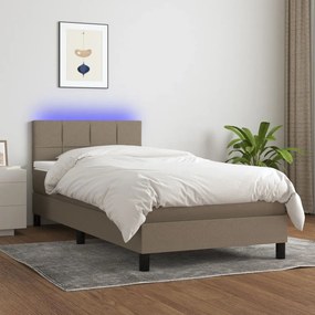 Box spring postel s matrací a LED taupe 100x200 cm textil