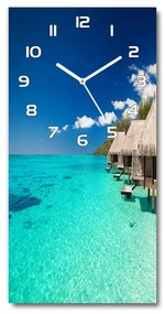 Wallmuralia Nástěnné hodiny tiché Tropický ostrov 30x60 cm