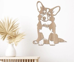 dřevo života Dřevěná dekorace psa Corgi Zvolte rozměr (cm): 30x40, Zvolte barvu dekoru: Dub Sonoma