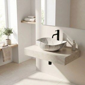 Rea Dora Stone, umyvadlo na desku 515x400x175 mm, šedá imitace kamene, REA-U5066
