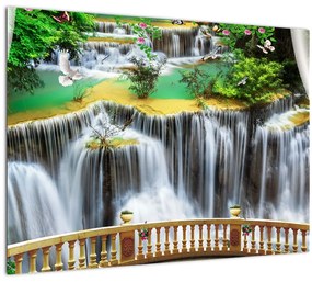 Skleněný obraz - Výhled na kouzelné vodopády (70x50 cm)