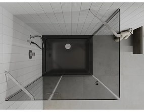 Mexen Roma sprchový kout s otočnými dveřmi 90 x 120 cm, Grafitově černá, Chromovaná + sprchová vanička Flat, Černá - 854-090-120