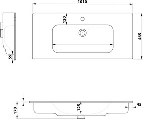 Sanovit PIEDRA nábytkové umyvadlo 100 x 46,5 cm bílá 43101