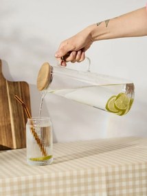 Sinsay - Skleněný džbán s uchem a bambusovým víkem - clear
